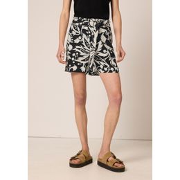 Damen Bermudas, schwarz-wei&szlig;, Gr. 44, STREET ONE STUDIO, gebl&uuml;mt, Stoff, 100% Viskose, Hosen, High Waist