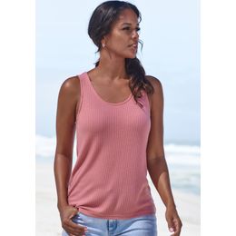 Vivance Damen Tr&auml;gertop "mit tropfenf&ouml;rmigem Cut-Out am R&uuml;cken", rosa, Gr. 44, Waffelmuster, unifarben, Piqu&eacute;, Obermaterial: 69% Polyester (REPREVE),
