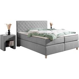 Home Affaire Boxspringbett &raquo;Bernard, in verschiedenen Breiten&laquo; inkl. Topper, Matratze in H2, H3 oder H4 erh&auml;ltlich grau Microfaser, Liegefl&auml;che B/L: 