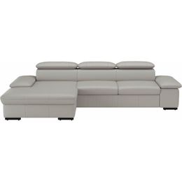 Sit & More sit&more Ecksofa &raquo;Alcudia L-Form&laquo; wahlweise mit Schlaffunktion grau B/H/T: 286cm x 73cm x 174cm, NaturLEDER , Recamiere links,mit Kopfteilverstellung,