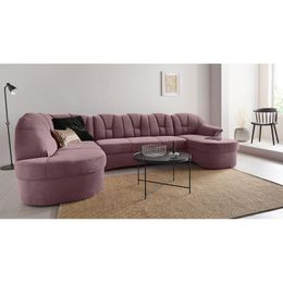 DOMO collection Wohnlandschaft &raquo;Papenburg U-Form&laquo; in gro&szlig;er Farbvielfalt, wahlweise Bettfunktion, frei im Raum stellbar lila Struktur ( 90% Polyester,