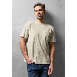 Street One MEN Herren T-Shirt, beige, Gr. L, unifarben, Jersey, 100% Baumwolle, Shirts, aus reiner Baumwolle