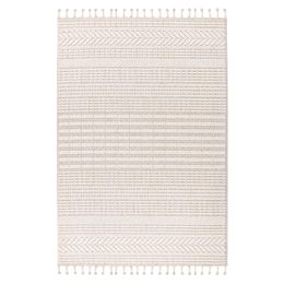 Kayoom Teppich &raquo;Reef 125&laquo; rechteckig 9 mm H&ouml;he Kurzflor, Struktur, mit Fransen, Wohnzimmer beige Polypropylen B : 80cm 1 Stk., 9mm, L: 150cm