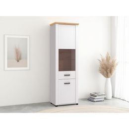 Home Affaire Vitrine &raquo;Valencia&laquo; T&uuml;ren und Einlegeb&ouml;den mit 4mm-Sicherheitsglas braun Holzwerkstoff, MDF, Sicherheitsglas Opaque wei&szlig;, B/H/T: 60,5cm x 