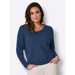 Damen Strickpullover "Lyocell-Baumwoll-Pullover", blau, Gr. 36, CREATION L PREMIUM, unifarben, 70% Lyocell, 30% Baumwolle, Pullover