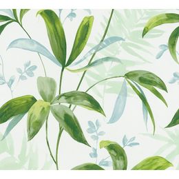 ARCHITECTS PAPER Vliestapete &raquo;Jungle Chic&laquo; botanisch floral tropisch glatt Palmentapete Tapete Dschungel Tapeten Wohnzimmer Schlafzimmer K&uuml;che gr&uuml;n Vlies B/L: 0,53m x 