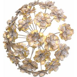 HOFMANN LIVING AND MORE Wanddekoobjekt Wanddekoration aus Metall, rund, Motiv Blumen gold Metall B/H/T: 14cm