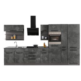 KOCHSTATION K&uuml;chenzeile &raquo;KS-Tulsa&laquo; mit E-Ger&auml;ten, Breite 380 cm, schwarze Metallgriffe, MDF Fronten bunt B/H/T: 380cm x 60cm