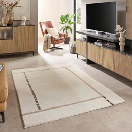 Theko Wollteppich &raquo;Skylight, handgekn&uuml;pft&laquo; rechteckig 21 mm H&ouml;he reine Schurwolle, mit Bord&uuml;re, Wohnzimmer beige Schurwolle B : 170cm 1 Stk., 21mm, L: