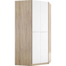Priess Eckkleiderschrank &raquo;Barcelona Kleiderschrank Eckl&ouml;sung Raumwunder&laquo; in 2 Tiefen Schrank Eckschrank Garderobe wei&szlig; Holzwerkstoff B/H/T: 95cm x 