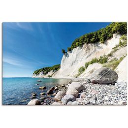 Artland Leinwandbild &raquo;Kreidefelsen auf der Insel R&uuml;gen 2&laquo; K&uuml;ste 1 Stk. tlg. auf Holzrahmen gespannt blau Leinwand B/H/T: 90cm x 60cm, Leinwandbild K&uuml;ste 