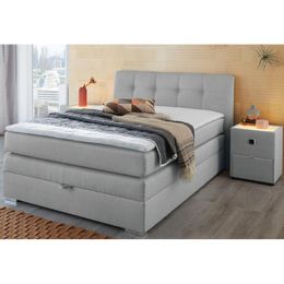 Jockenh&ouml;fer Boxspringbett &raquo;Amelie&laquo; mit Bettkasten und Topper, erh&auml;ltlich in 120 & 140cm Breite grau Topper: 100% Polyurethan, Bezug (100% Polyester) abnehmbar und