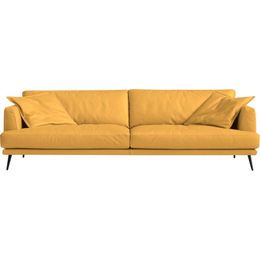 Egoitaliano 2,5-Sitzer &raquo;Sophia, Designsofa mit extrakomfortablem Sitzkomfort, Breite 214cm&laquo; Daunenfederung, inkl. 2 Kissen gelb Leder BULL (Echtes Rindsleder). 