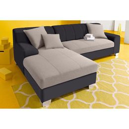 DOMO collection Ecksofa &raquo;TURAH 239x152 cm, inkl. Zierkissen, moderne Steppung&laquo; wahlw. mit Bettfunktion, L-Form, Unser Dauertiefpreis braun B/H/T: 