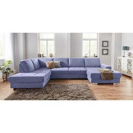 Sit & More sit&more Wohnlandschaft &raquo;Santorini U-Form&laquo; mit Federkern und Sitztiefenverstellung, wahlweise mit Schlaffunktion blau Luxus-Microfaser ALTARA NUBUCK (