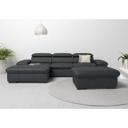 OTTO home Ecksofa &raquo;Alberto L-Form&laquo; mit Kopfteilverstellung, wahlweise mit Schlaffunktion schwarz Luxus-Microfaser Lederoptik (100% Polyester);Luxus-