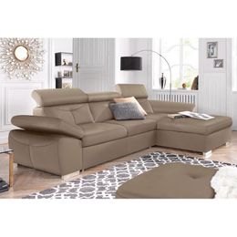 exxpo - sofa fashion Ecksofa &raquo;Spring, super bequem, mit Armteil- und Kopfteilfunktion&laquo; L-Form, wahlweise mit Bettfunktion und Bettkasten braun Luxus-