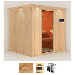 Karibu Sauna &raquo;Dima&laquo; Set, Ofen 3,6 kW externe Strg.easy beige Saunaofen, externe Steuerung, 3,6 kW