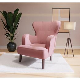 Home Affaire Sessel &raquo;SICILIA&laquo; moderner Ohrensessel rosa 100% Polyester Chenille-Struktur, B/H/T: 88cm x 88cm x 64cm