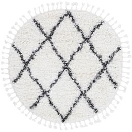 CarpetFine Hochflor-Teppich &raquo;Eddy&laquo; rund 30 mm H&ouml;he Shaggy Langflor mit Fransen, starke Gr&ouml;&szlig;enauswahl, Wohnzimmer schwarz Polyester &Oslash; 200cm 1 Stk., 