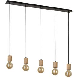 Searchlight Pendelleuchte &raquo;Drehbare 5Lt Deckenleuchte - Holz & Schwarzes Metall&laquo; E27 1 Stk. H: 15cm, 1 Stk.