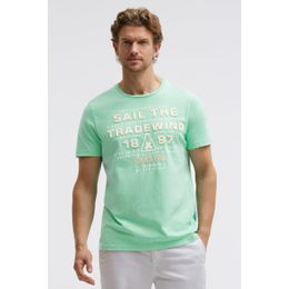Gaastra Herren Rundhalsshirt, gr&uuml;n, Gr. M, bedruckt, Single Jersey, Material: 100% Baumwolle, Shirts, mit Necktape