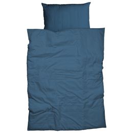 CASATEX Bettw&auml;sche &raquo;Uni&laquo; 2 Stk. Uni Design, Rei&szlig;verschluss, tolle Farben blau Satin, Obermaterial: 100% Baumwolle B/L: 135cm x 200cm, 1 Stk., 1 Stk., 