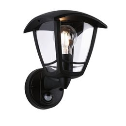 Paulmann Au&szlig;en-Wandleuchte &raquo;Classic Curved IP44 eckig 164x180mmmax. 12W230VSchwarz Kunststoff&laquo; E27 1 Stk. Bewegungsmelder schwarz 1, H: 23cm, 1 Stk.