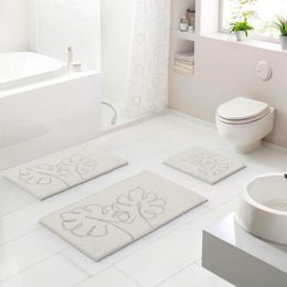 Grund Badematte &raquo;Levana&laquo; H&ouml;he 20 mm rutschhemmend beschichtet fu&szlig;bodenheizungsgeeignet Stilvolles Blattmotiv, 5 Jahre Garantie beige Polyacryl rechteckig (