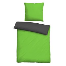 Bettw&auml;sche &raquo;0560500&laquo; 3 Microfaser-Satin,2 teilig, pflegeleichte Bettw&auml;sche mit Rei&szlig;verschluss gr&uuml;n Microfaser, Obermaterial: 100% Polyester B/L: 200cm