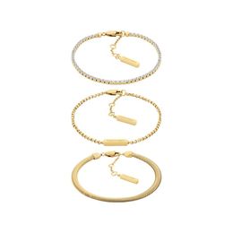 Calvin Klein Damen Armketten Set &raquo;CK TRIO&laquo; mit Zirkonia (synth.) gold 17cm, Edelstahl