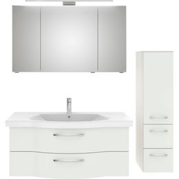 Badm&ouml;bel-Set &raquo;6005 Sprint 3-teilig, Keramik-Waschtisch mit LED-Spiegelschrank&laquo; 4 Stk. tlg. wei&szlig; Holzwerkstoff B/H/T: 152cmcm x 200cmcm x 51,5cmcm