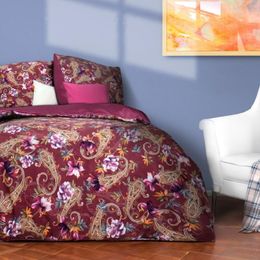 Fleuresse Wendebettw&auml;sche &raquo;Bed Art S&laquo; 2 Stk. Mako Satin 100% Baumwolle mit Rei&szlig;verschluss rot Mako-Satin, Obermaterial: 100% Baumwolle B/L: 155cm x 