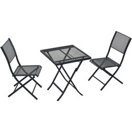 Merxx Garten-Essgruppe &raquo;&raquo;Samos&laquo;&laquo; Set, Pulverbeschichtetes Stahlgestell, 3 Stk. tlg. Tisch klappbar: LxB: 60x60 cm grau Stahl Einheitsgr&ouml;&szlig;e