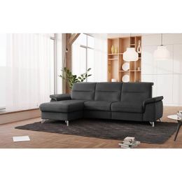 Sit & More sit&more Ecksofa &raquo;Astoria L-Form&laquo; wahlweise mit motorischer Relaxfunktion grau 100% Polyester B/H/T: 260cm x 91cm x 175cm, Luxus-Microfaser in 