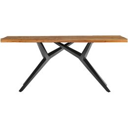 Sit Esstisch mit Sonnenmuster braun Platte recyceltes Teak, Gestell Metall B/H/T: 160cm x 76cm x 90cm, 160x90cm