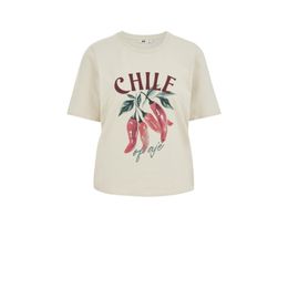 WE Fashion T-Shirt Damen Gr&ouml;&szlig;e XL creme / tanne / weinrot / hellrot