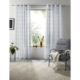OTTO home Gardine &raquo;Sirii&laquo; &Ouml;sen 1 Stk. tlg. Halbtransparent, angenehme Haptik, mit Streifen, modern wei&szlig; Polyester, Polyester 225cm, &Ouml;sen, 140cm