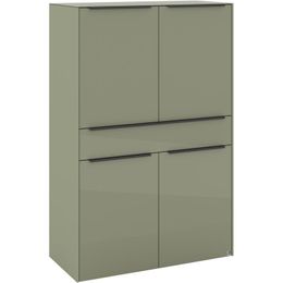 set one by Musterring Highboard &raquo;Reno&laquo; 1 Stk. tlg. Mit Gleitern und in verschiedenen Farben erh&auml;ltlich gr&uuml;n Glas, Holzwerkstoff B/H/T: 92cm x 140cm x 