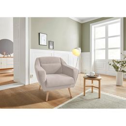 OTTO home Sessel &raquo;Bille&laquo; mit Naht im R&uuml;ckenkissen und Eiche-Beinen, Design by Morten Georgsen beige Samtoptik (100% Polyester);Struktur (100% 