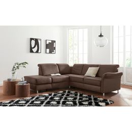 Sit & More sit&more Ecksofa &raquo;Darwin L-Form&laquo; inklusive Federkern, wahlweise mit Kopfteilverstellung, Schlaffunktion braun B/H/T: 249cm x 83cm x 221cm, Flachgewebe
