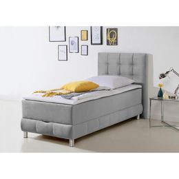 Home Affaire Boxbett &raquo;Vaasa&laquo; inkl. Bettkasten & Topper, XXL-Ausf&uuml;hrung, &Uuml;berl&auml;nge 220 cm silber Samtoptik, Liegefl&auml;che B/L: 90cm x 200cm, Gewicht bis: