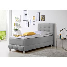 Home Affaire Boxbett &raquo;Vaasa&laquo; inkl. Bettkasten & Topper, XXL-Ausf&uuml;hrung, &Uuml;berl&auml;nge 220 cm silber Samtoptik, Liegefl&auml;che B/L: 90cm x 200cm, Gewicht bis: