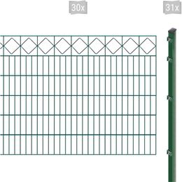 Arvotec Doppelstabmattenzaun &raquo;EXCLUSIVE 120 zum Einbetonieren "Karo" mit Zierleiste&laquo; Zaunh&ouml;he 120 cm, Zaunl&auml;nge 2 - 60 m gr&uuml;n Kunststoff, Stahl H/L: 120cm x 