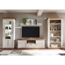 Home Affaire Wohnwand &raquo;Cremona, Anbauwand im Landhausstil, Komplettset, Wohnzimmer-Set&laquo; wei&szlig; B/H/T: 387cmcm