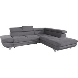 COTTA Ecksofa &raquo;Enterprise L-Form&laquo; mit Arm- & Kopfteilverstellung, wahlweise mit Schlaffunktion grau Struktur (100% Polyester );Chenille (90% Polyester