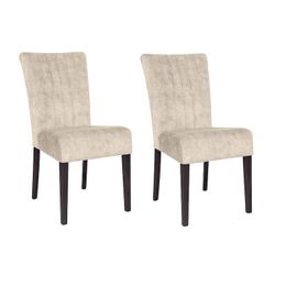 Home Affaire 4-Fu&szlig;stuhl (Set) 2 Stk.vertikale N&auml;hte in der R&uuml;ckenlehne beige Massivholz, Polyester B/H/T: 46cm x 93cm x 64cm, 2 Stk., Samtvelours, 