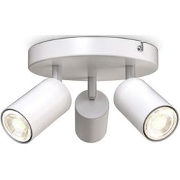 B.K.LICHT Deckenspots GU10 1 Stk. 3-flammige Spotlampe, rund, schwenkbar, drehbar, GU10, schwarz wei&szlig; 3, H: 9cm, 1 Stk.