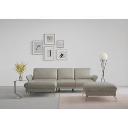 Sit & More sit&more Ecksofa &raquo;Fashion L-Form&laquo; wahlweise mit Kopfteilverstellung, Vorziehsitz, motorisch, Nickelf&uuml;&szlig;e grau B/H/T: 253cm x 84cm x 165cm, Luxus-