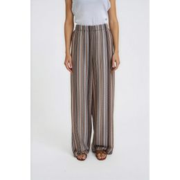 Smith & Soul SMITH & SOUL Damen Schlupfhoseschwarz chocolat, Gr. XL, gestreift, Web, Material: 94% Polyester, 6% Elasthan, Hosen, mit weitem Bein